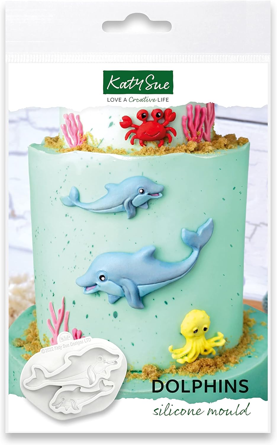 Amazon.com: Katy Sue Dolphins Silicone Mold for Seaside & Sea-Themed ...
