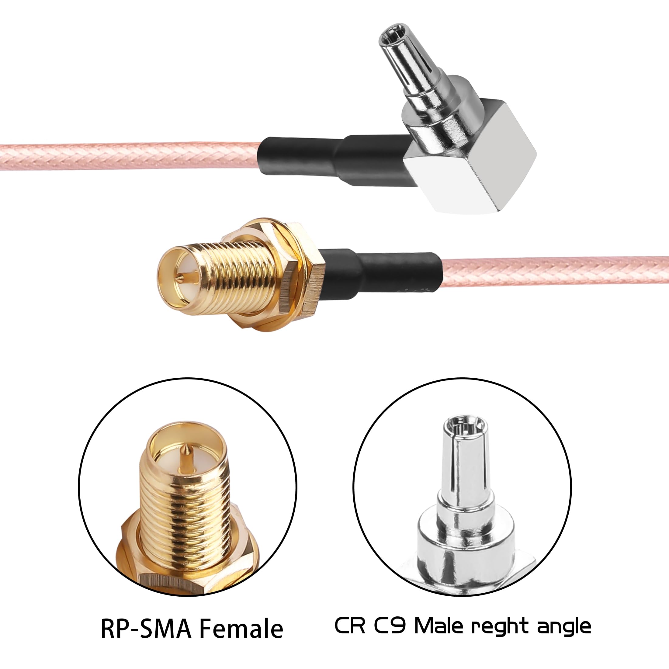 YAODHAOD 4G LTE Antenna Adapter RP-SMA Female To Right Angle CRC9 Male ...