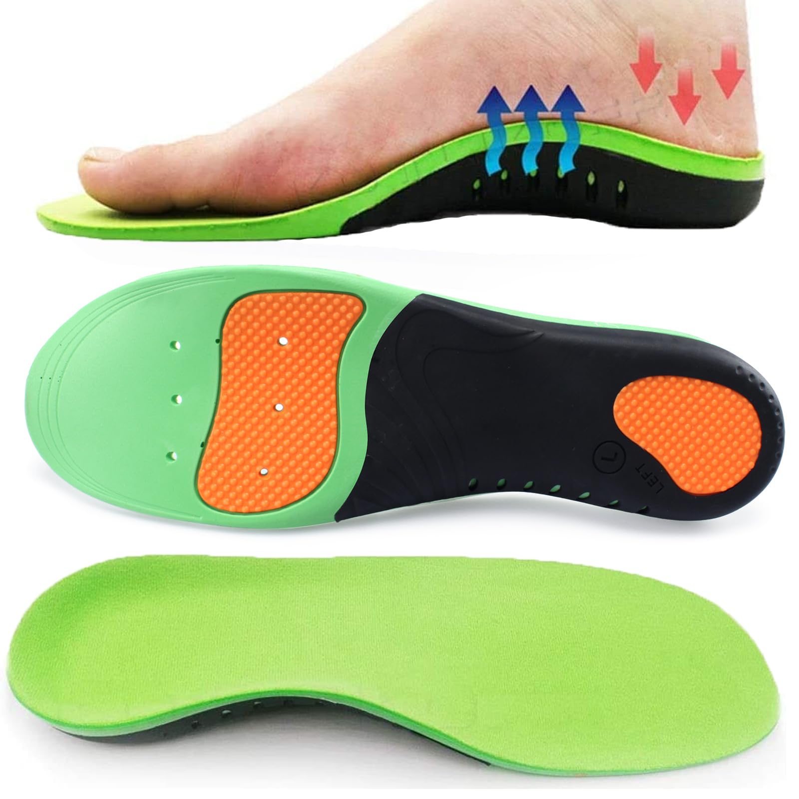 Arch Support Orthotic Insoles, H HOME-MART Plantar Fasciitis Insole ...