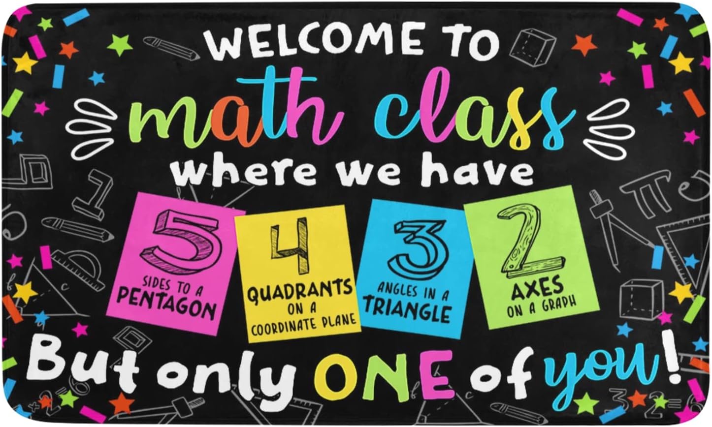 Amazon.com: Mathematics Classroom Decor Floor Mat Pattern School Board ...