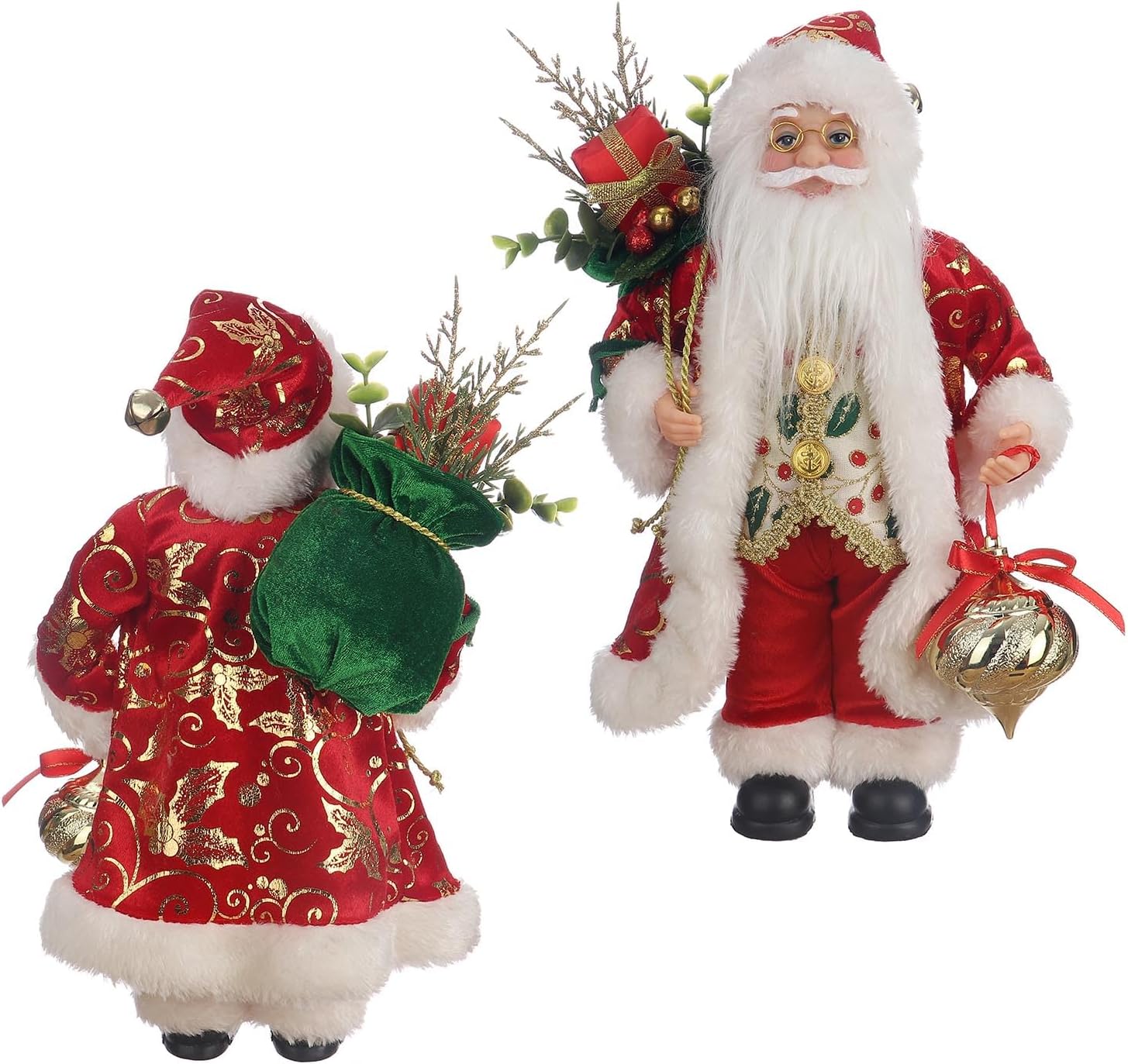 Amazon.com: 13" Christmas Smiling Santa Claus Figurines Decorations ...