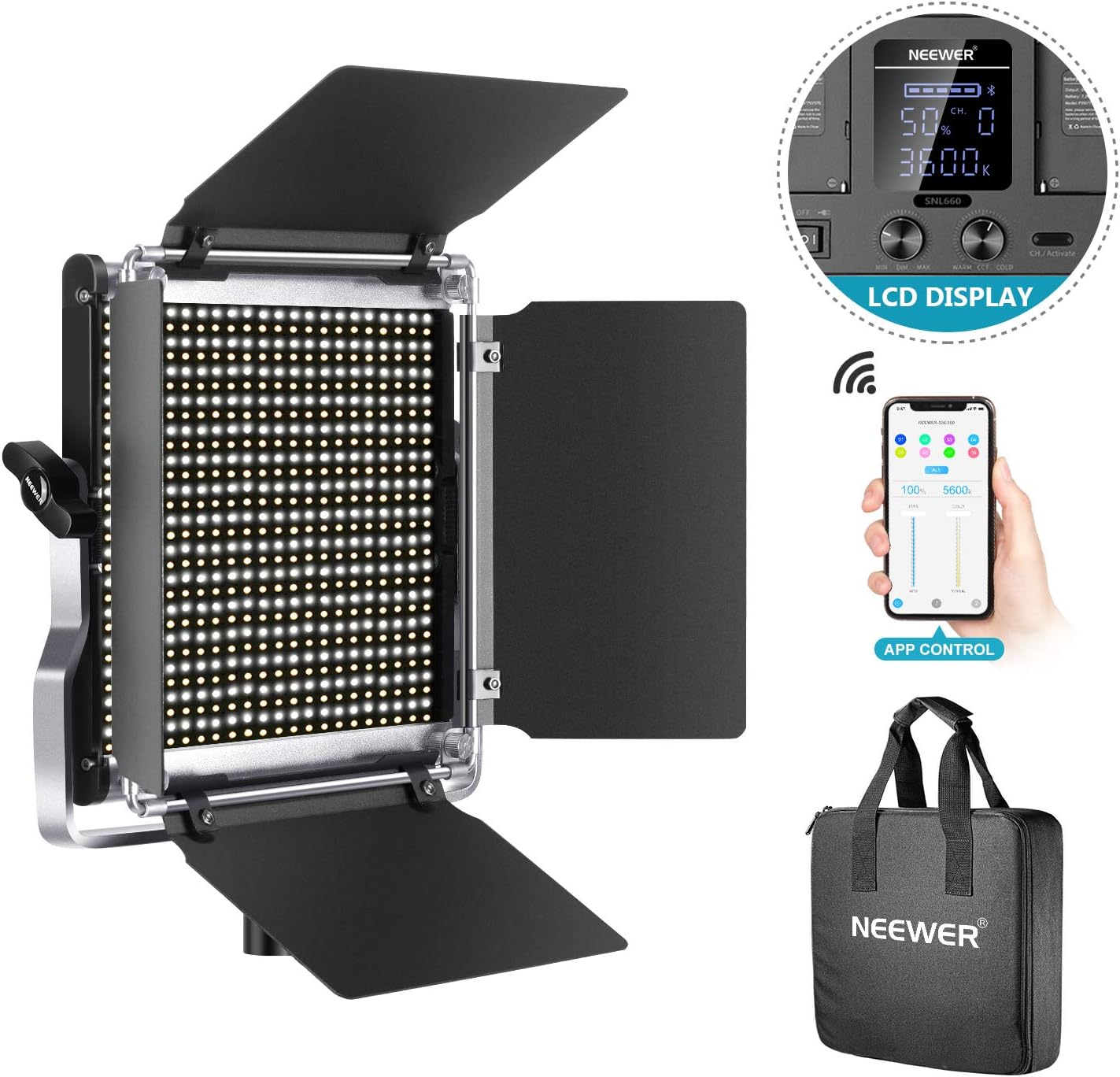 Neewer 660 LED Video Light, Dimmable Bi-Color Photography Lighting Kit ...