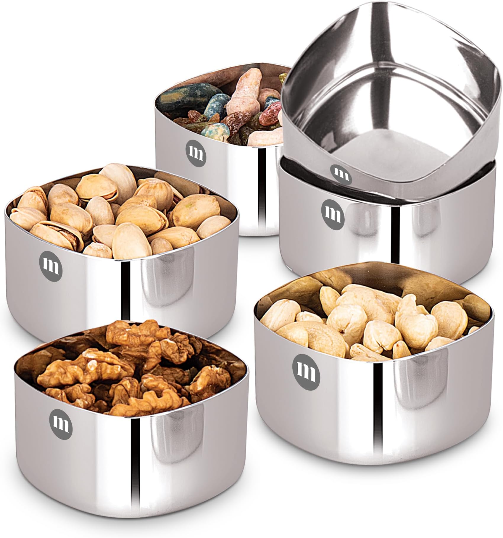 Buy MARU Apple Shape Stainless Steel Katori Set of 6-220 ml Each, Small ...