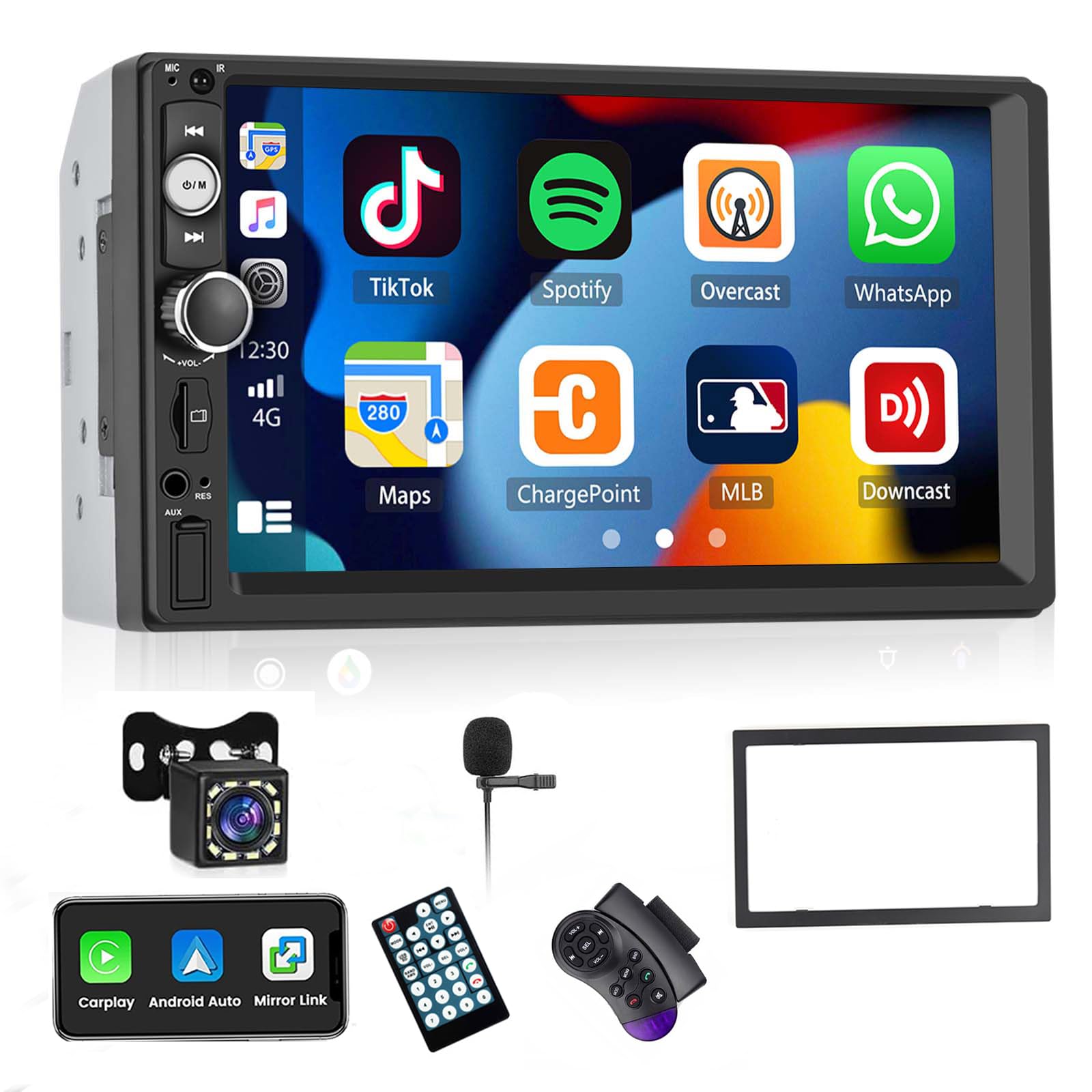 Amazon.com: UNITOPSCI Double Din Apple CarPlay Car Stereo with Android ...