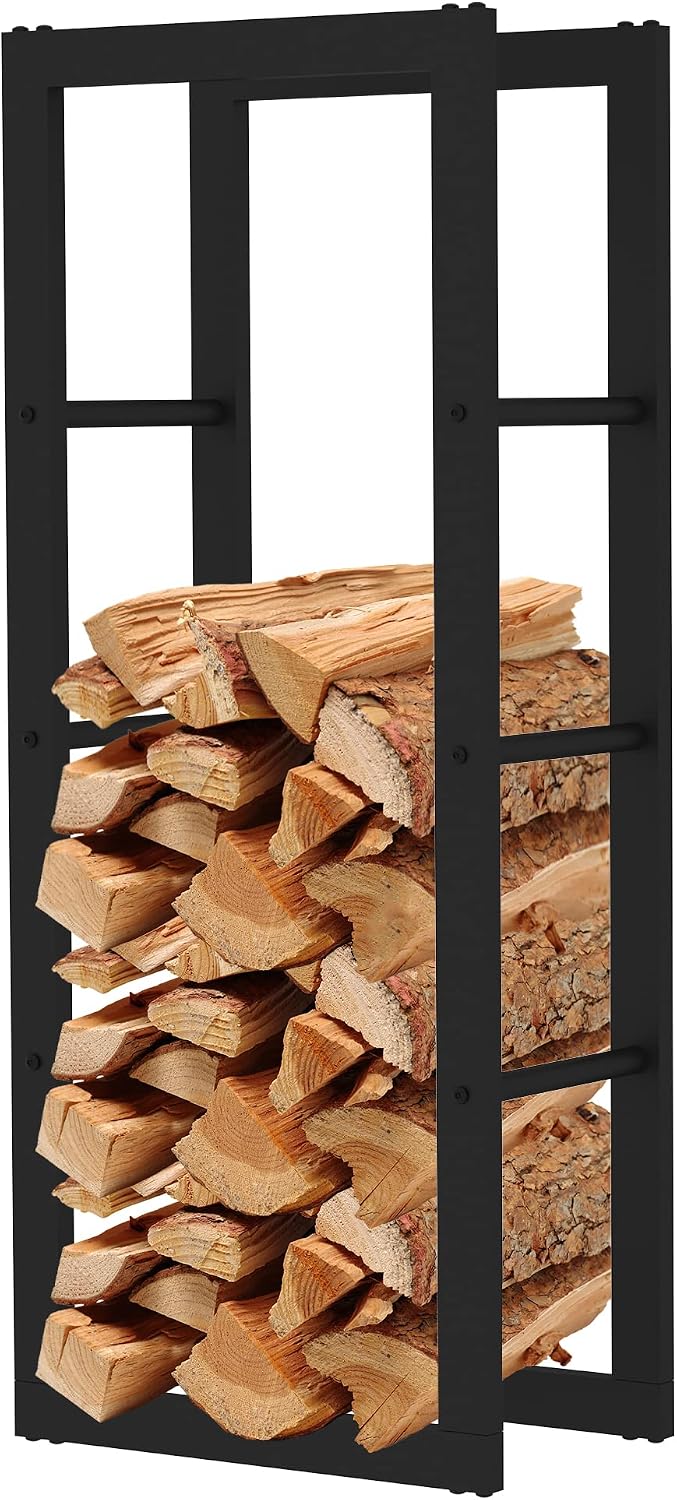 AMOS Metal Firewood Log Rack Stand Holder For Outdoor Indoor Fireplace ...