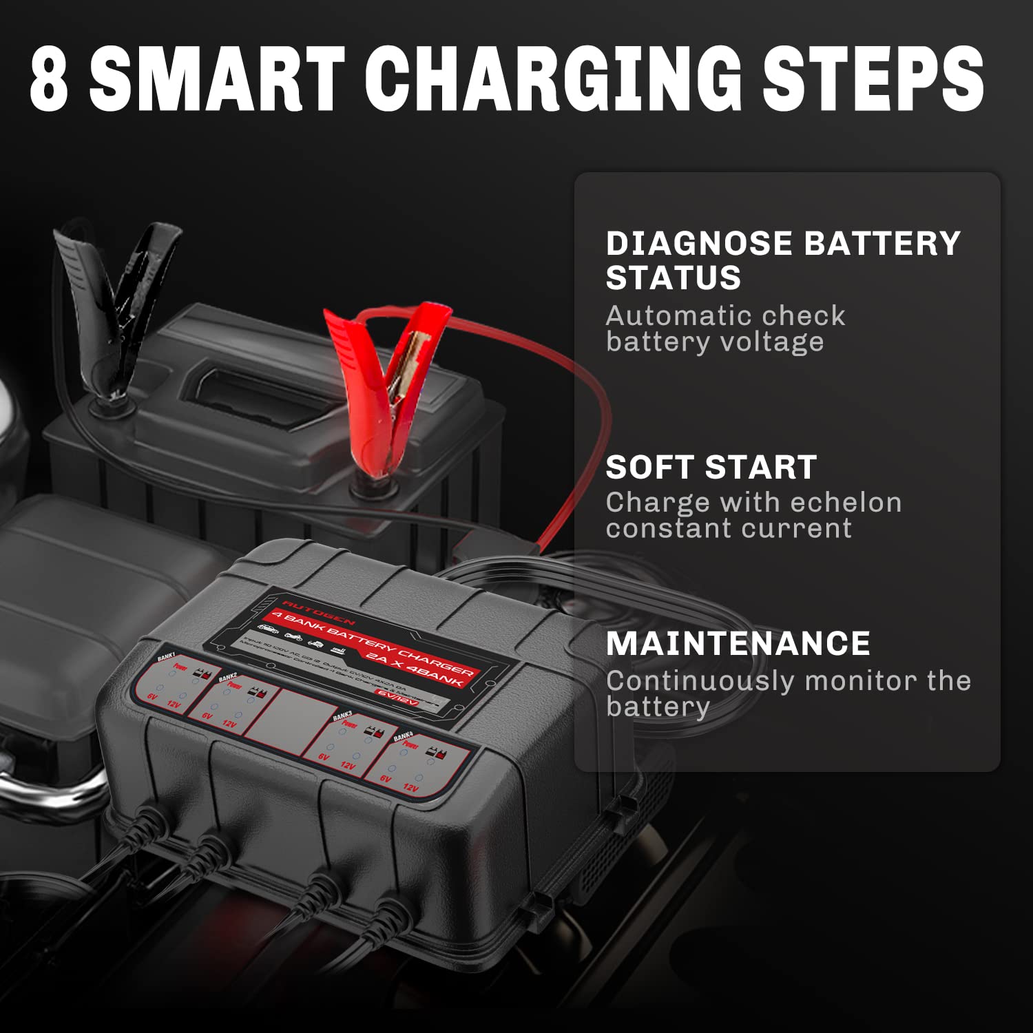 Snapklik.com : AUTOGEN 4-Bank Marine Battery Charger, 8-Amp