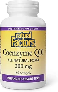 Amazon.com: Natural Factors, Coenzima Q10 200 mg, suplemento de coenzima Q10 de alta potencia ...