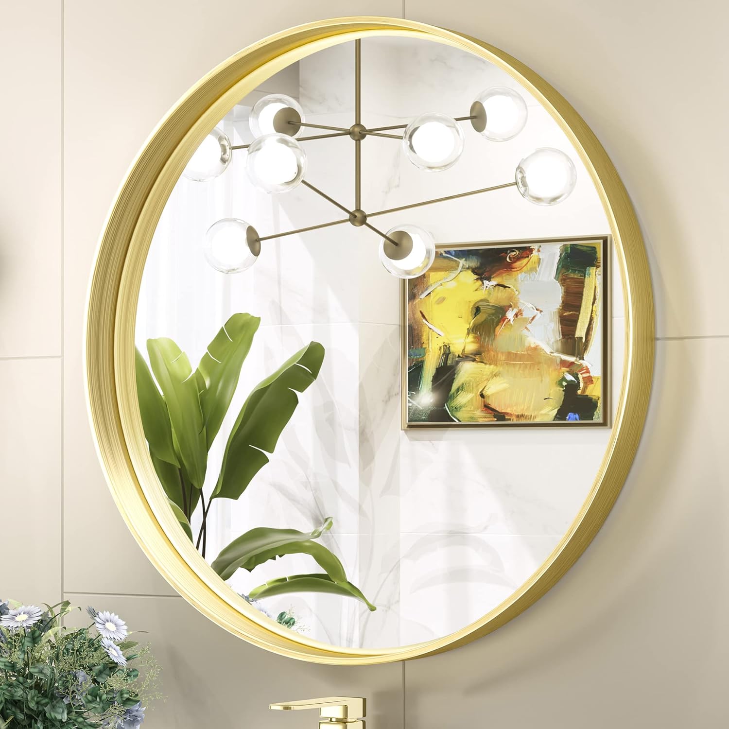 Amazon.com: TETOTE Round Gold Bathroom Mirror, 24 Inch Circle Mirrors ...