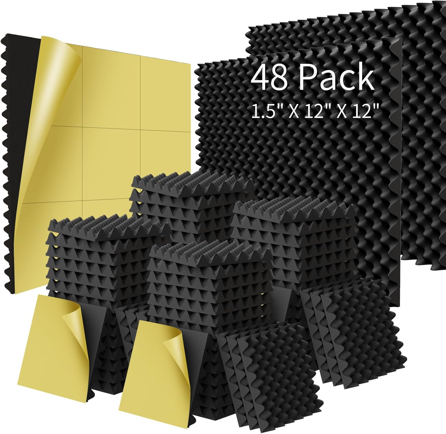 Amazon.com: 48 Pack 1.5" X 12" X 12" Self Adhesive Acoustic Panels ...