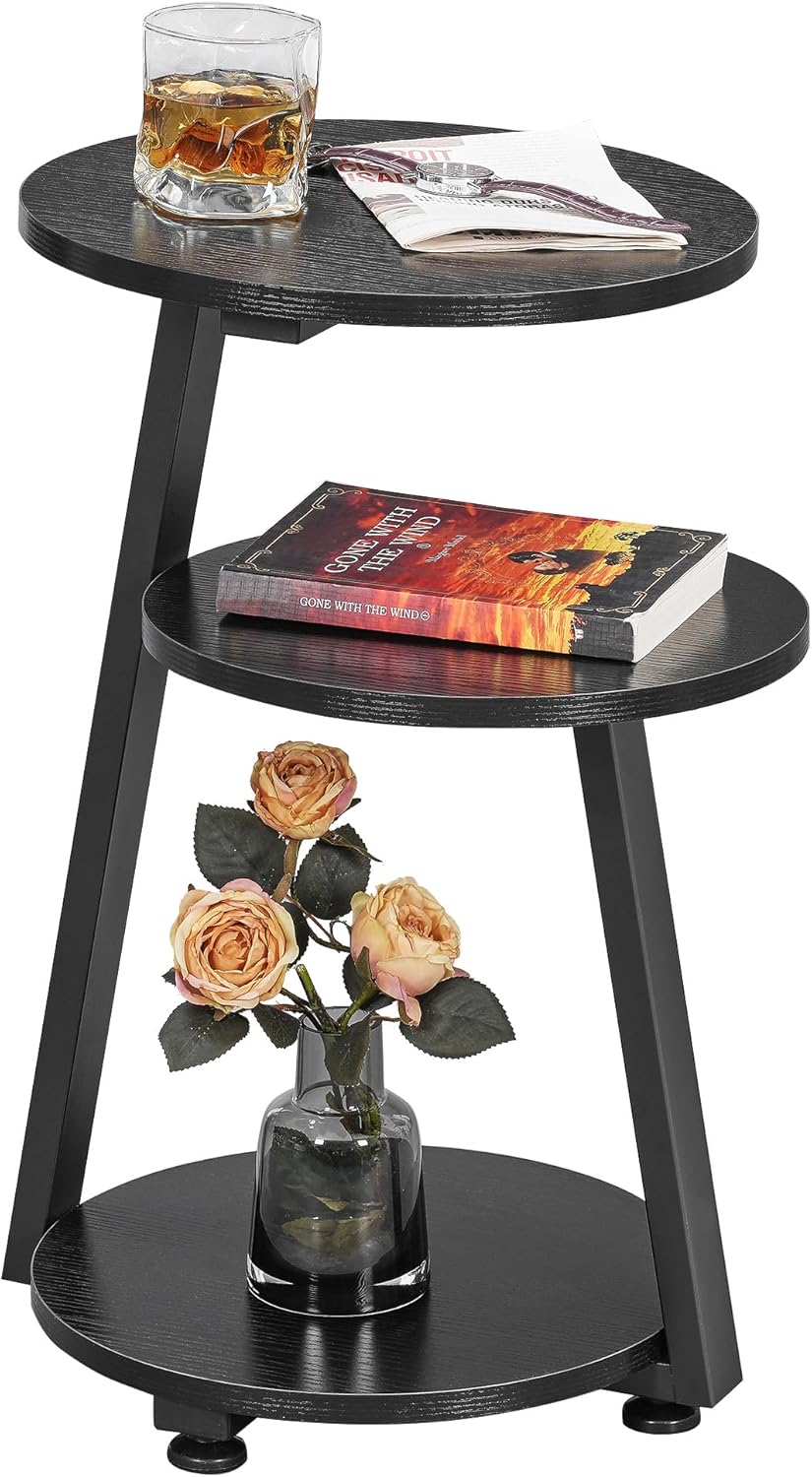 Amazon.com: BEWISHOME Round End Table Side Table with Metal Frame ...