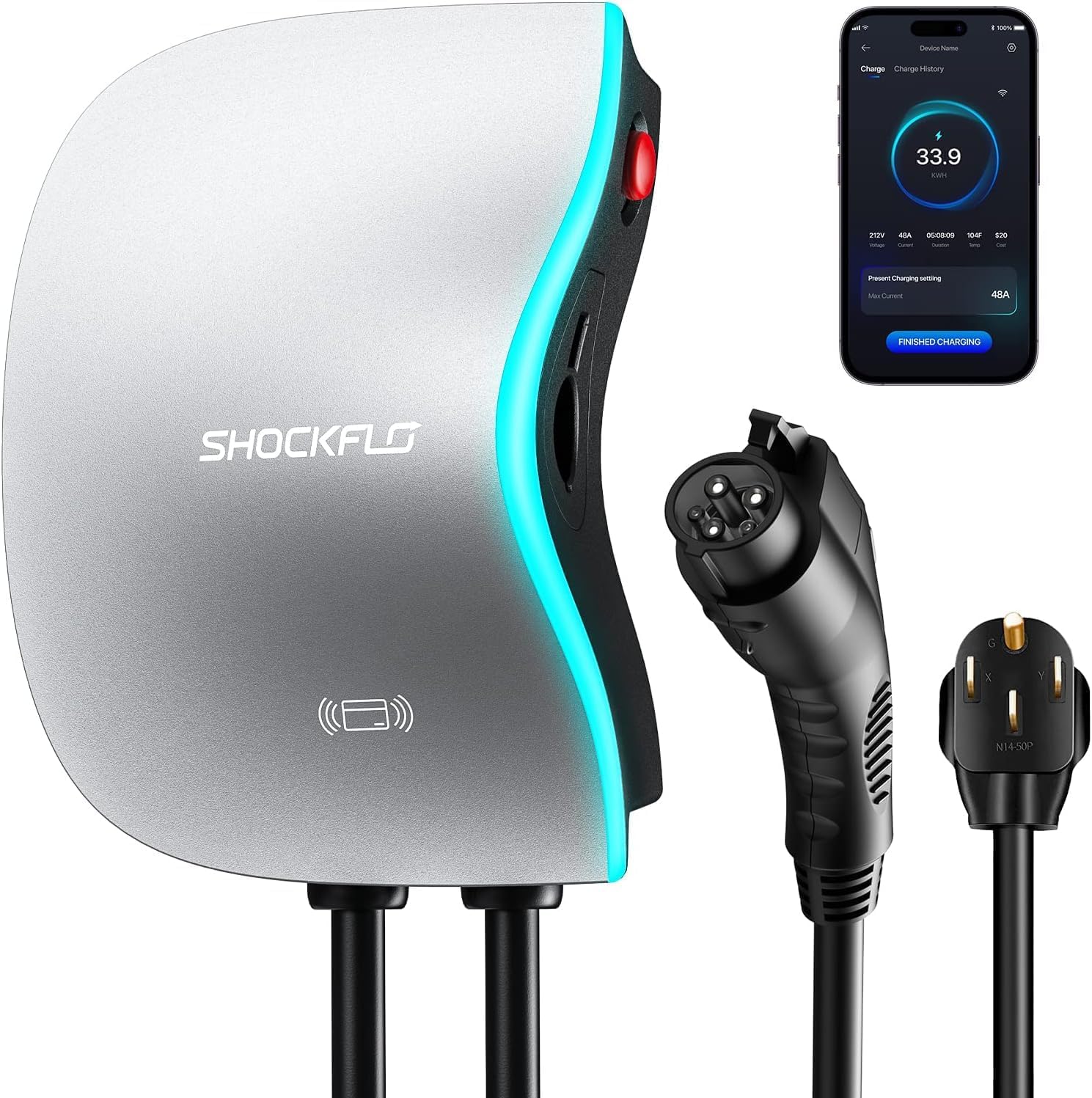 Amazon.com: ElecFylo Smart Level 2 EV Charger for Home - 3.5" Large ...