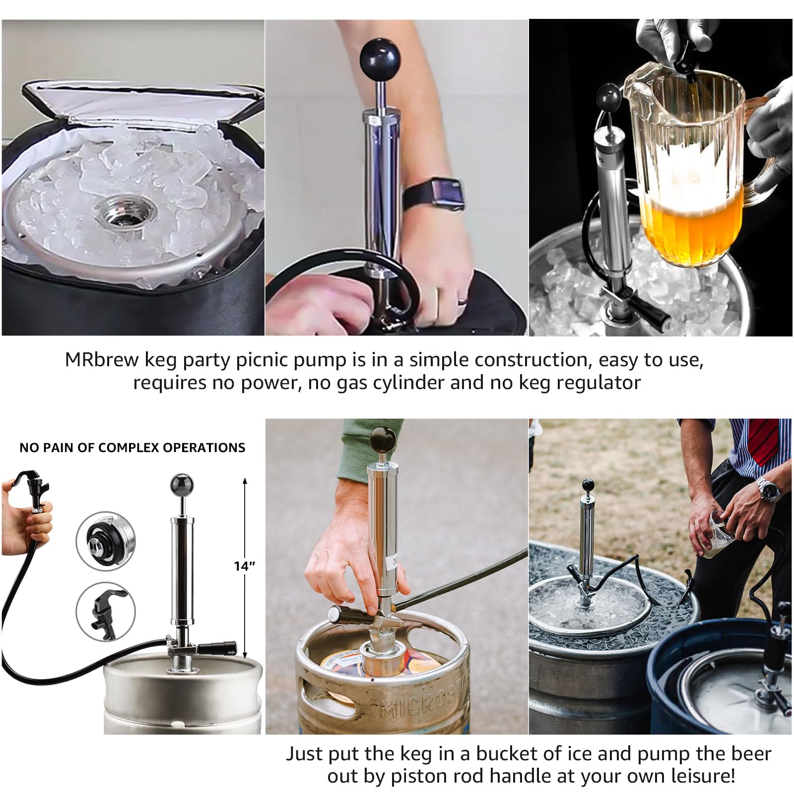 Snapklik.com : MRbrew 8" D-System Beer Tap Keg Pump - Chrome-Plated ...