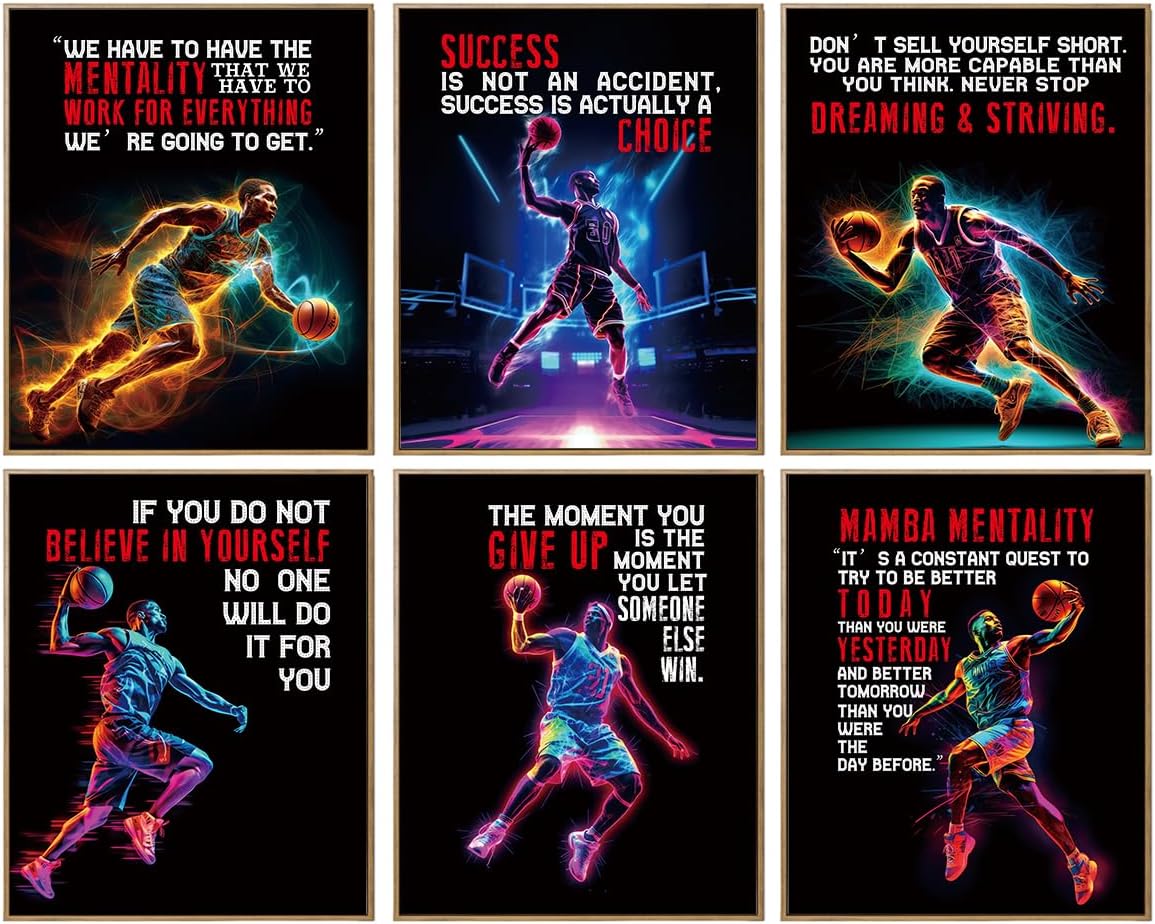 Amazon.com: Motivational Quote Basketball Poster Decor For Boys Men ...