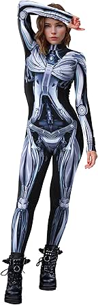 FEOYA Robot Bodysuit for Women 3D Print Full Body Mechanical Jumpsuit ...