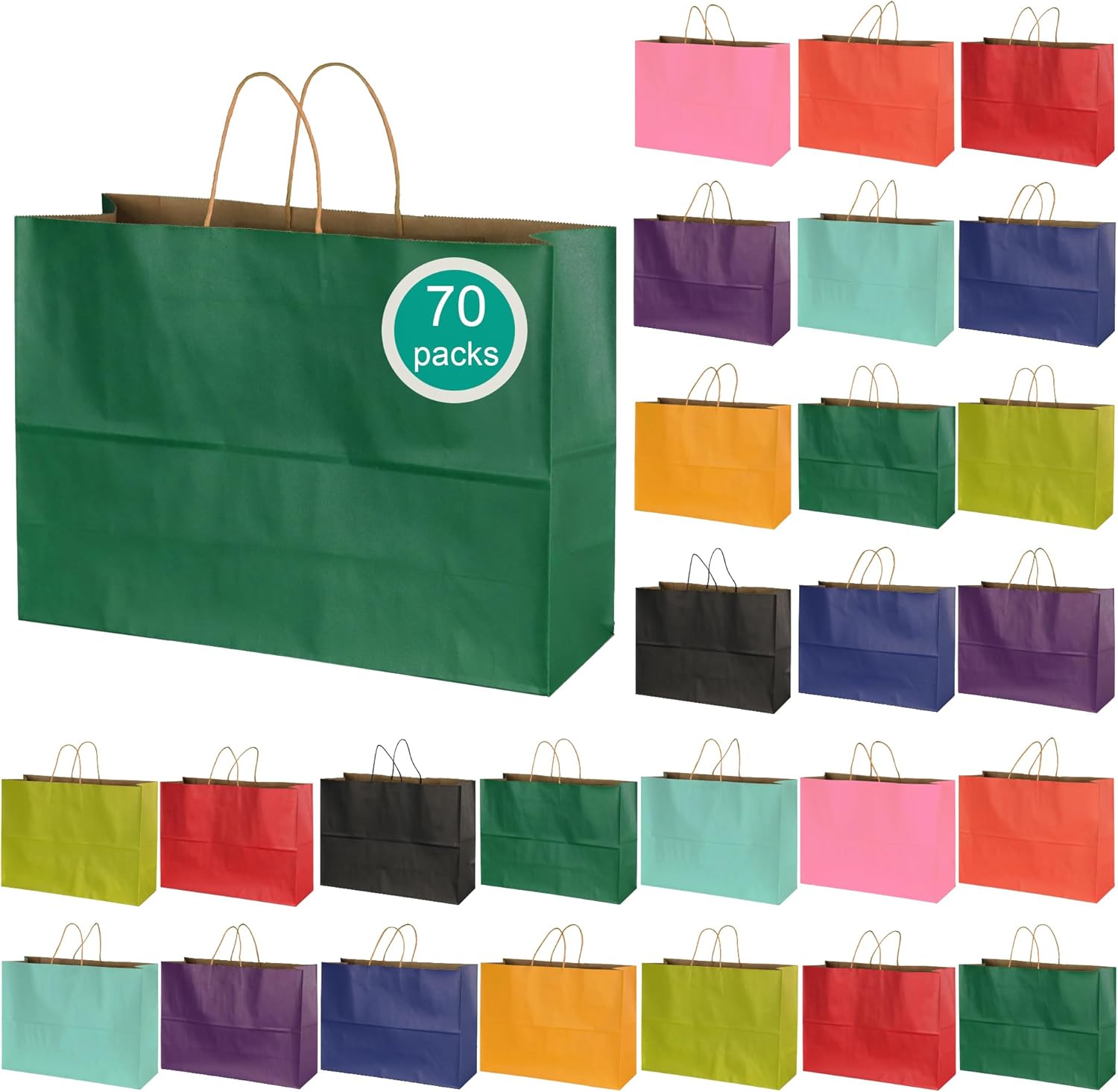 Amazon.com: BLEWINDZ 70Pcs Large Paper Bags with Handles, 16x6x12 ...