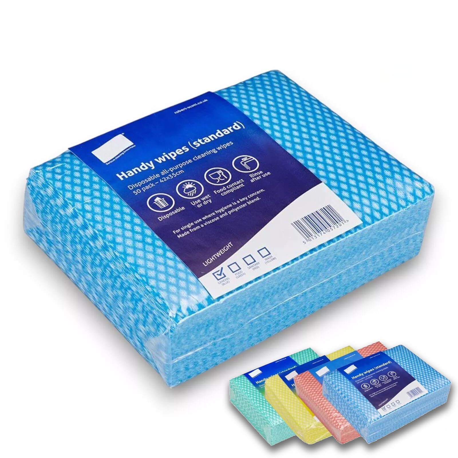 Clearly Pack 50 Blue Disposable J Cloths, Non Woven Wipes, All Purpose ...