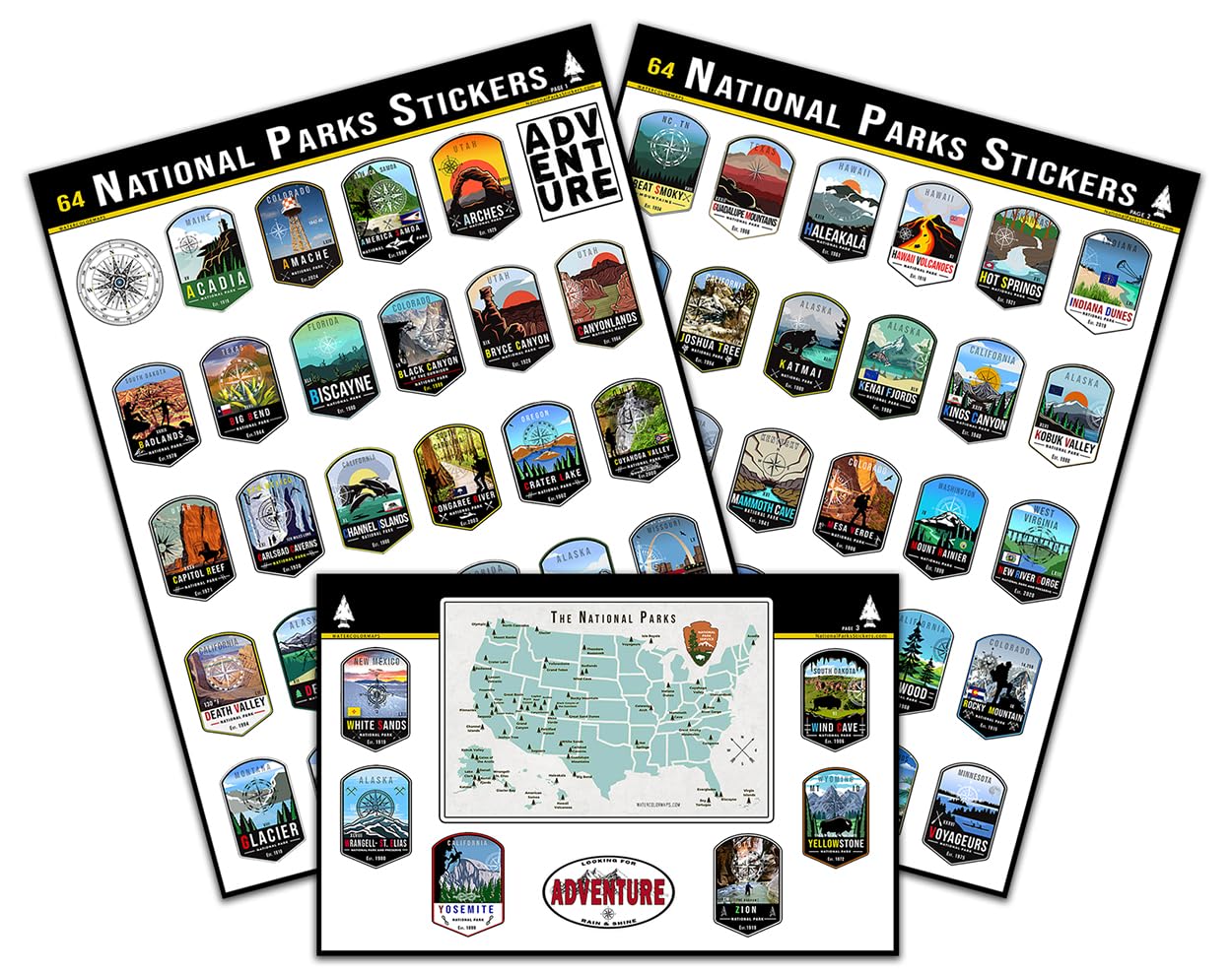 Amazon.com - 63 pcs 1"x1.5" National Park Passport Book Stickers Stamps ...