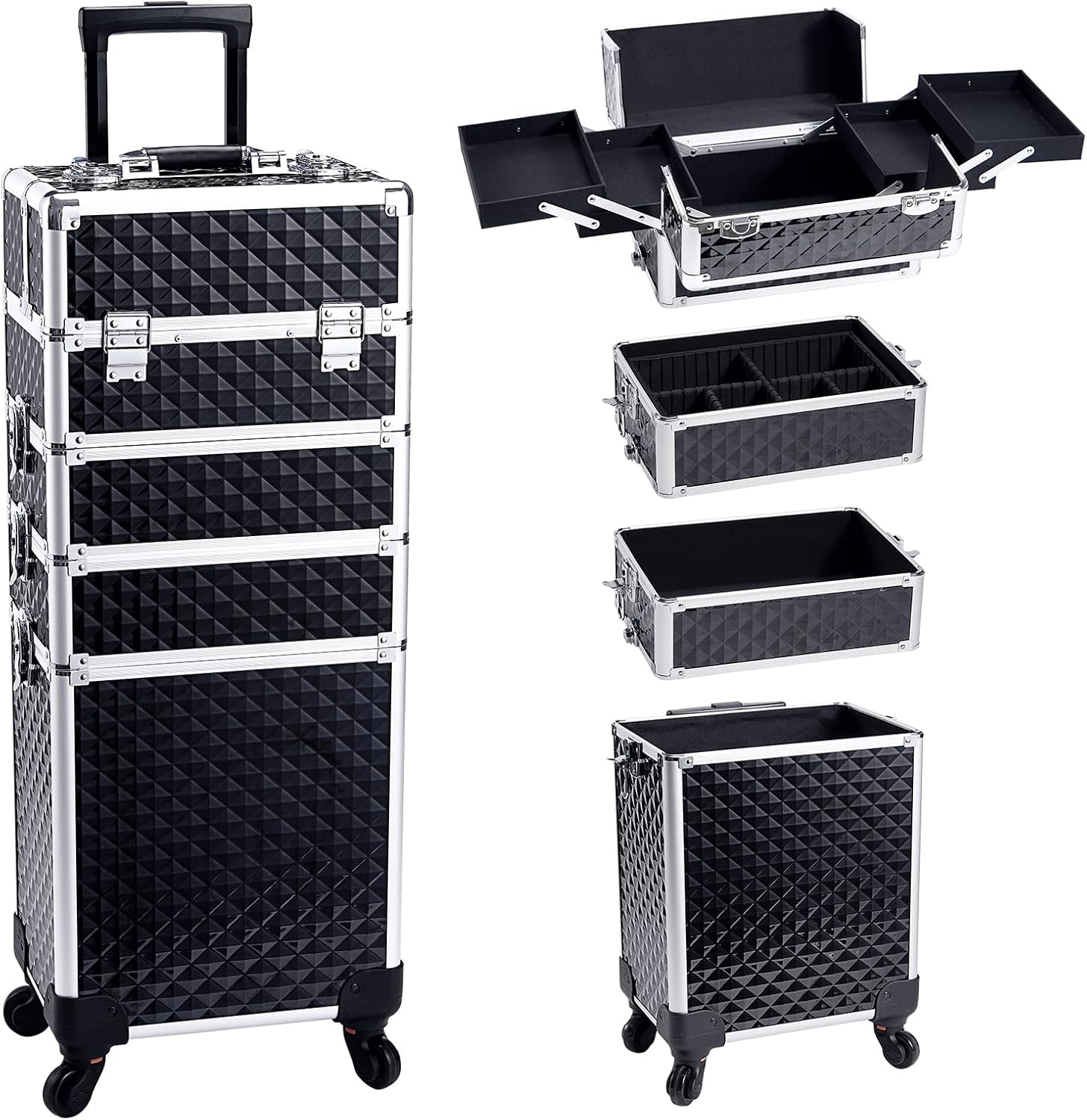 Amazon.com: Yueieoun Professional Rolling Makeup Case with Wheels 4-in ...