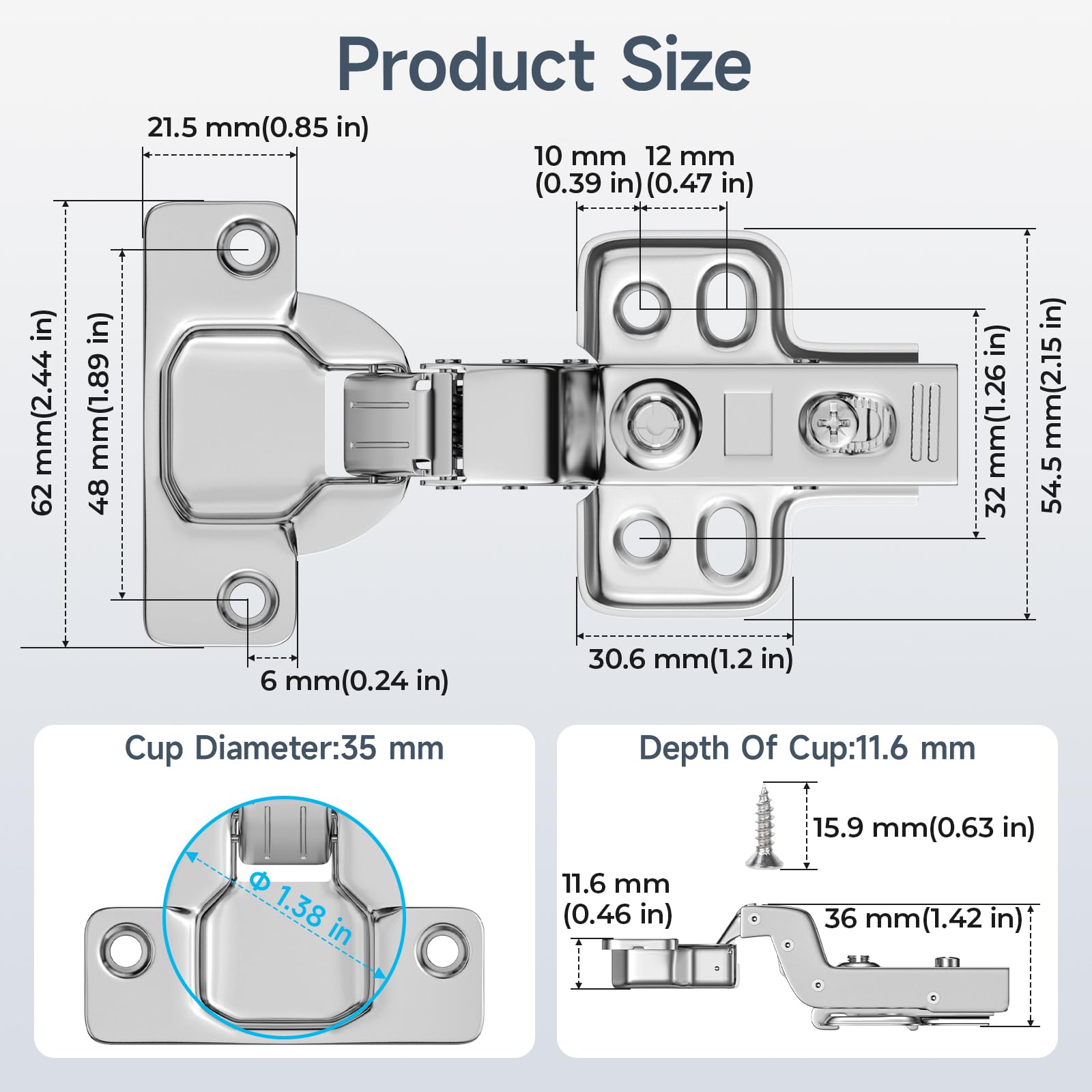Snapklik.com : 40 Pack Inset Cabinet Hinges Soft Close, Inset Frameless ...