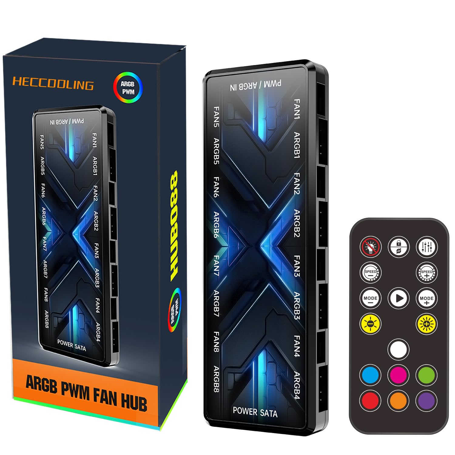 Snapklik.com : ARGB PWM Fan Hub, Addressable 5V 3PIN 12V 4PIN PWM 2-in ...