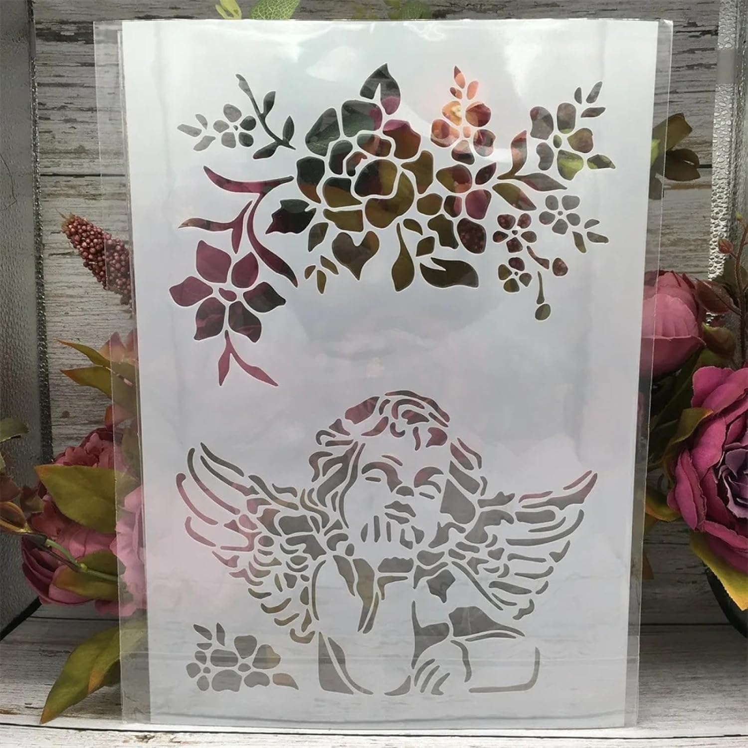 Amazon.com: Stencils for Painting,A4 29cm Angel Flower Drawing Template ...