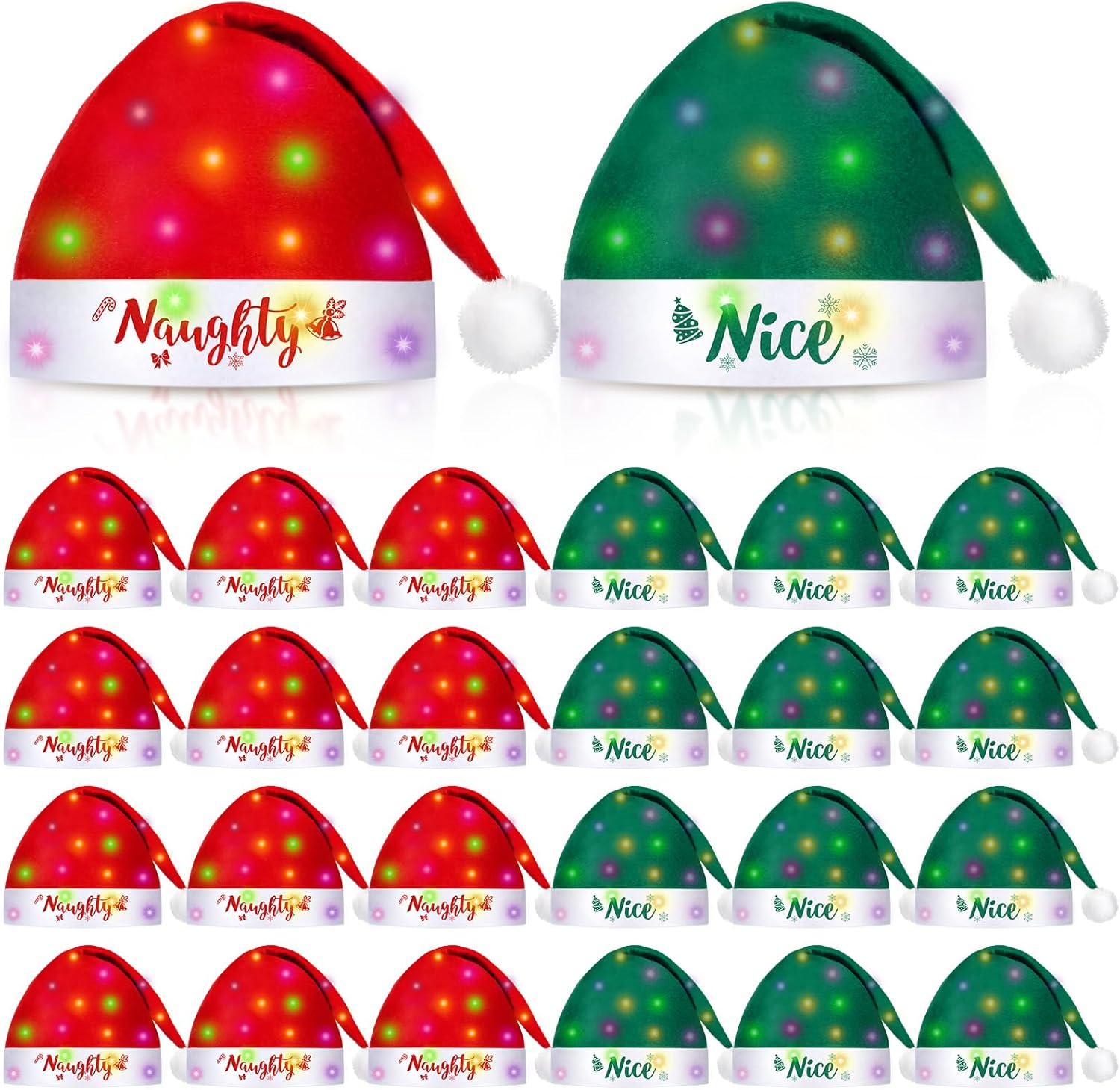 Amazon.com: Suhine 24 Pcs Naughty and Nice Plush Christmas Santa Hats ...