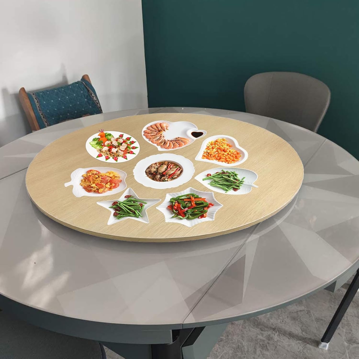 Amazon.com: 360° Wood Serving Tray, Rotating Plate Easy To Share Food ...