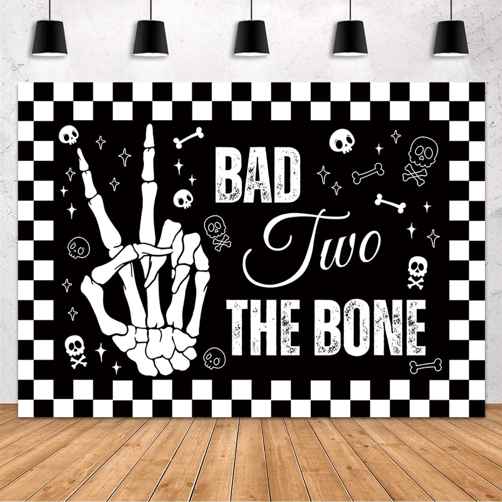 Amazon.com : MEHOFOND Skeleton 2nd Birthday Backdrop Bad Two The Bone ...