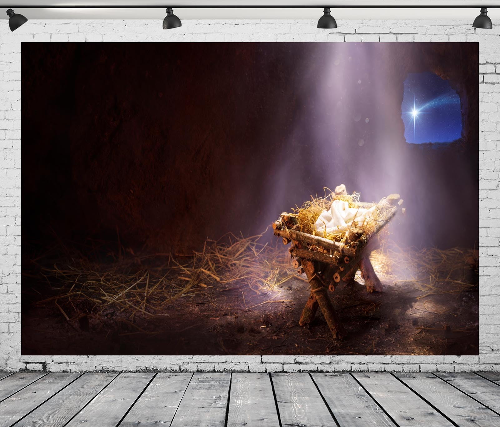 Rustic Background Nativity Rustic White Christmas Doors Photo