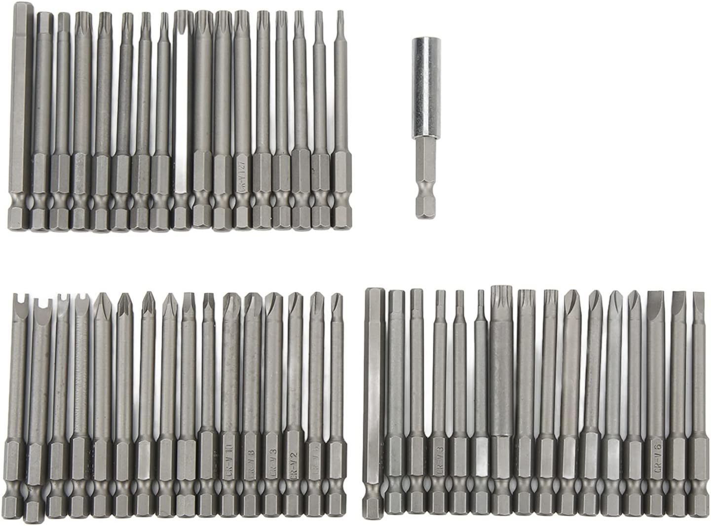 Yctze 50pcs Extra Long Security Bit Set Flat Hex screwdriver setslong ...