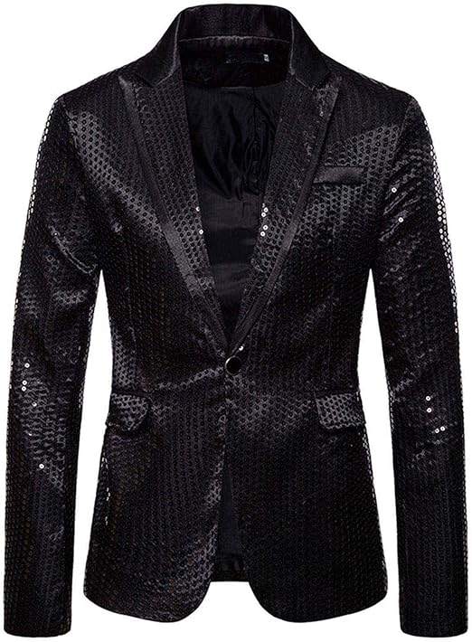 Duohropke Party Blazer for Men Jacket Glitter Sequins Suit Jacket Slim ...