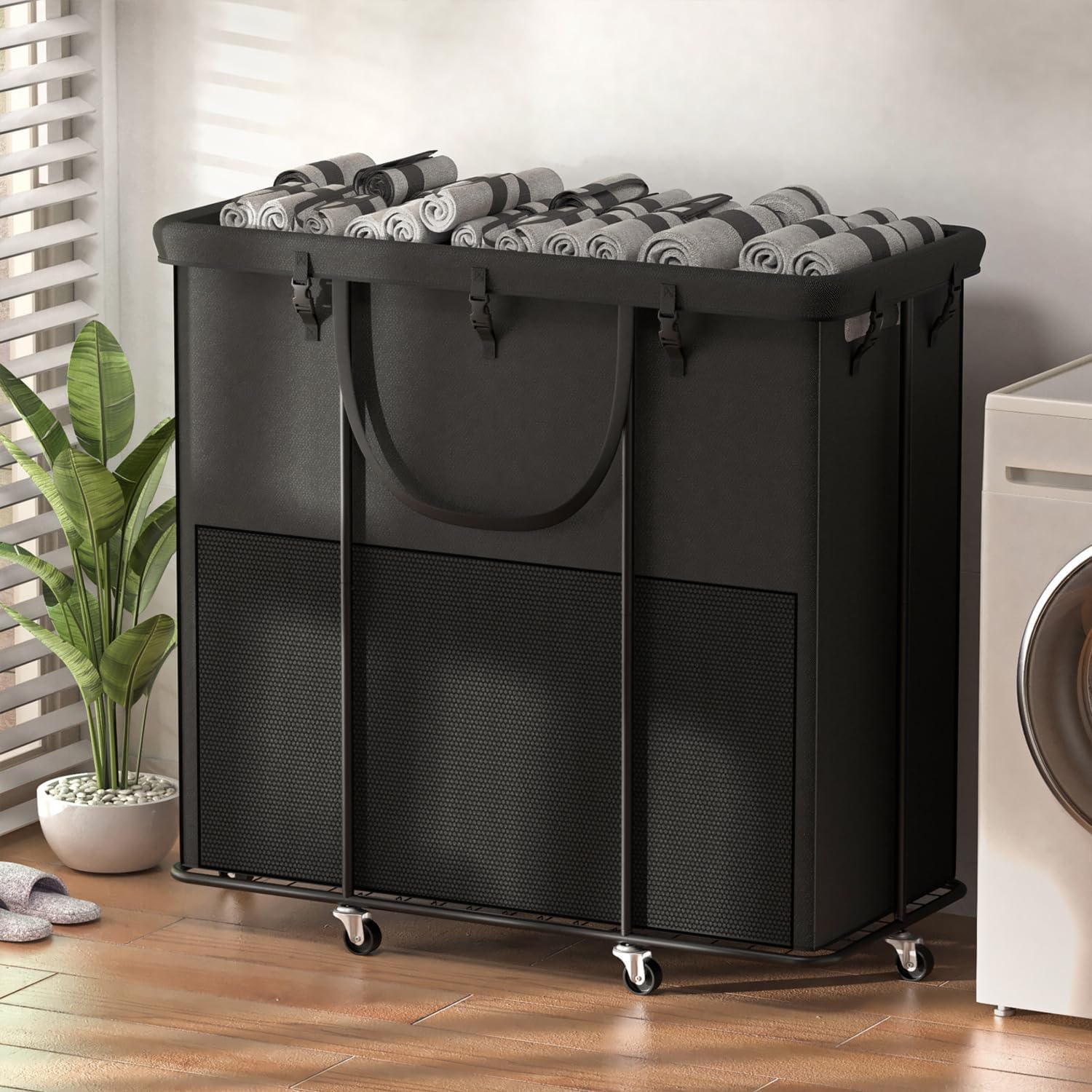 Amazon.com: EasyAcc Laundry Basket with Wheels, Rolling Laundry Hamper ...