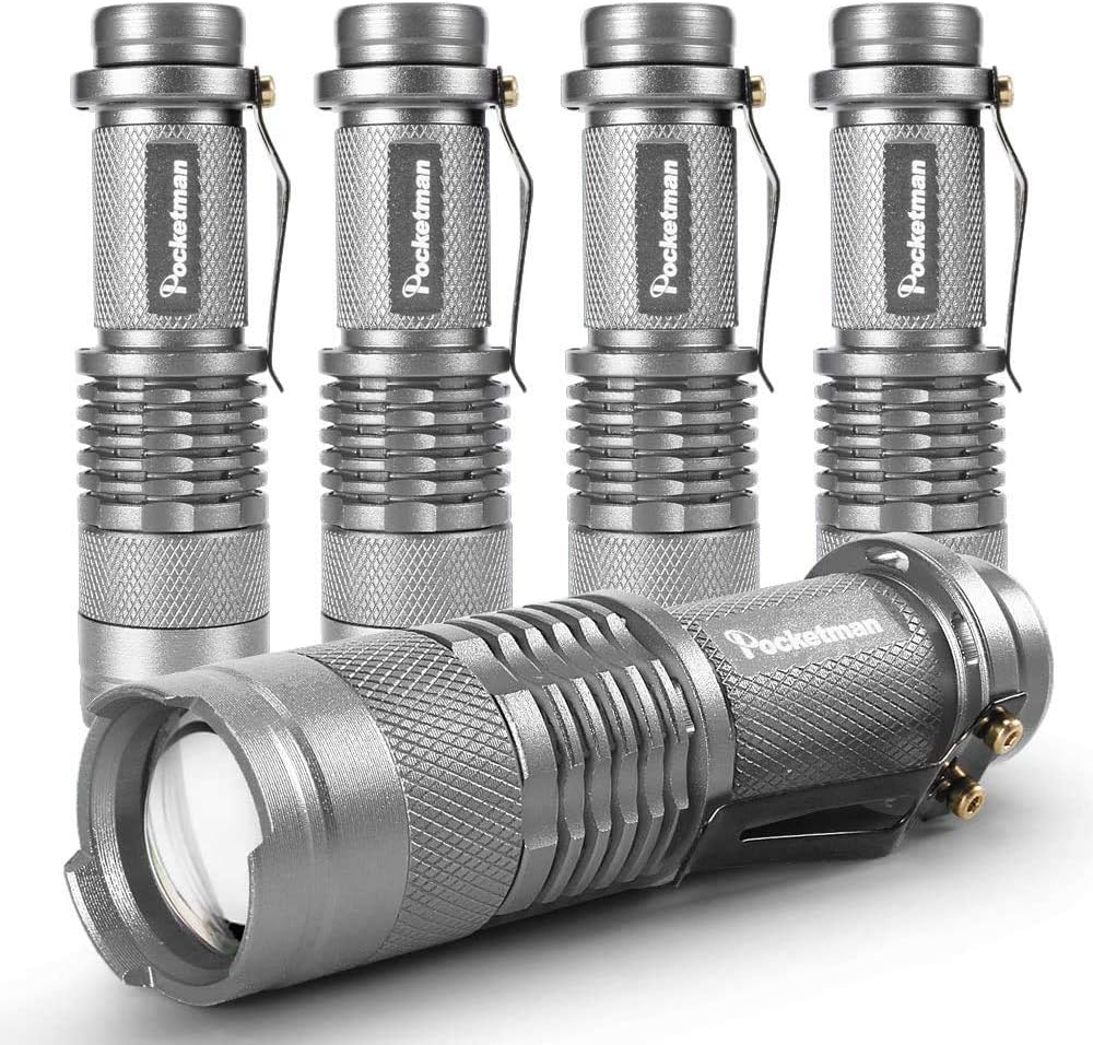 5 Pack LED Mini Flashlights 7W 300LM SK-68 3 Light Modes Q5 LED ...