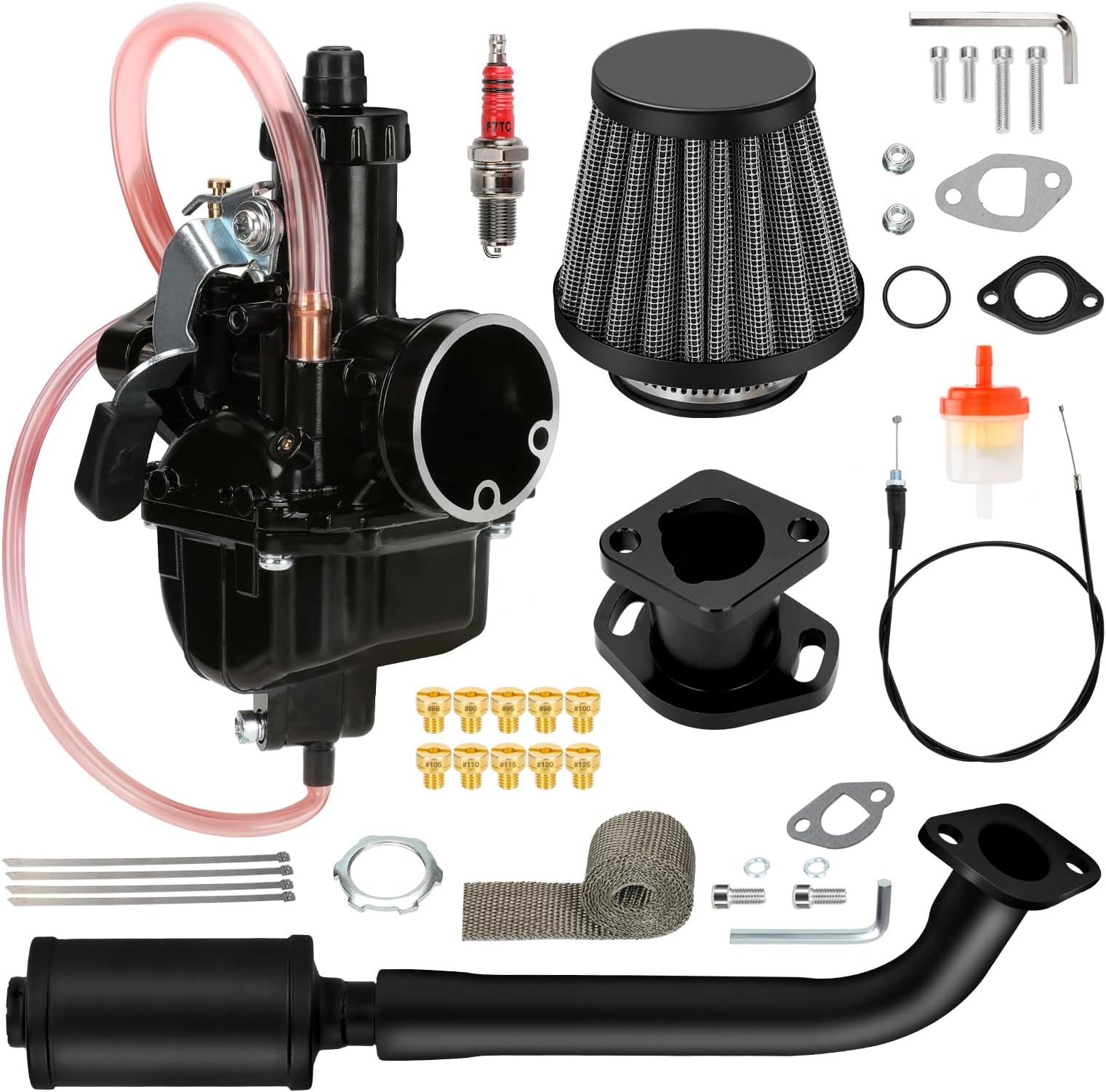 Amazon.com: HIAORS VM22 26mm Carburetor Exhaust Pipe Muffler Jet Kit ...