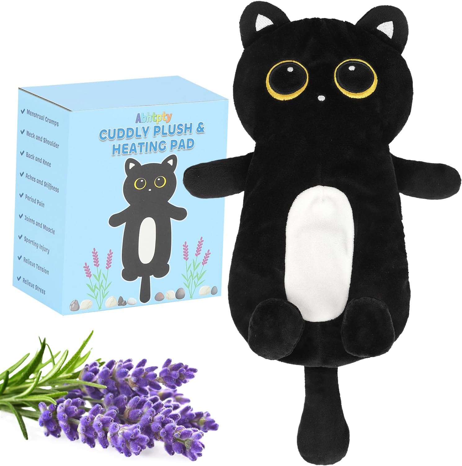 Amazon.com: Cute Heating Pad Microwavable Stuffed Animals, Black Cat 1 ...