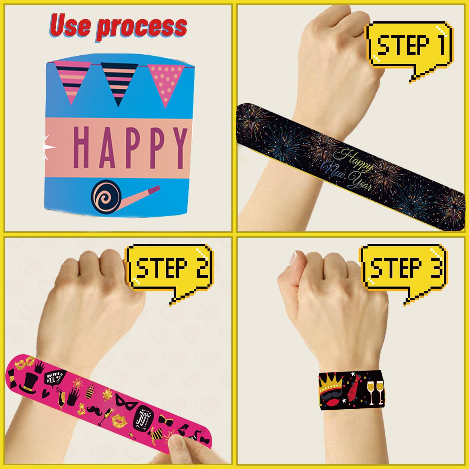 Happy Slapping Buy Anprola 2025 Happy New Years Eve Slap Bracelets For