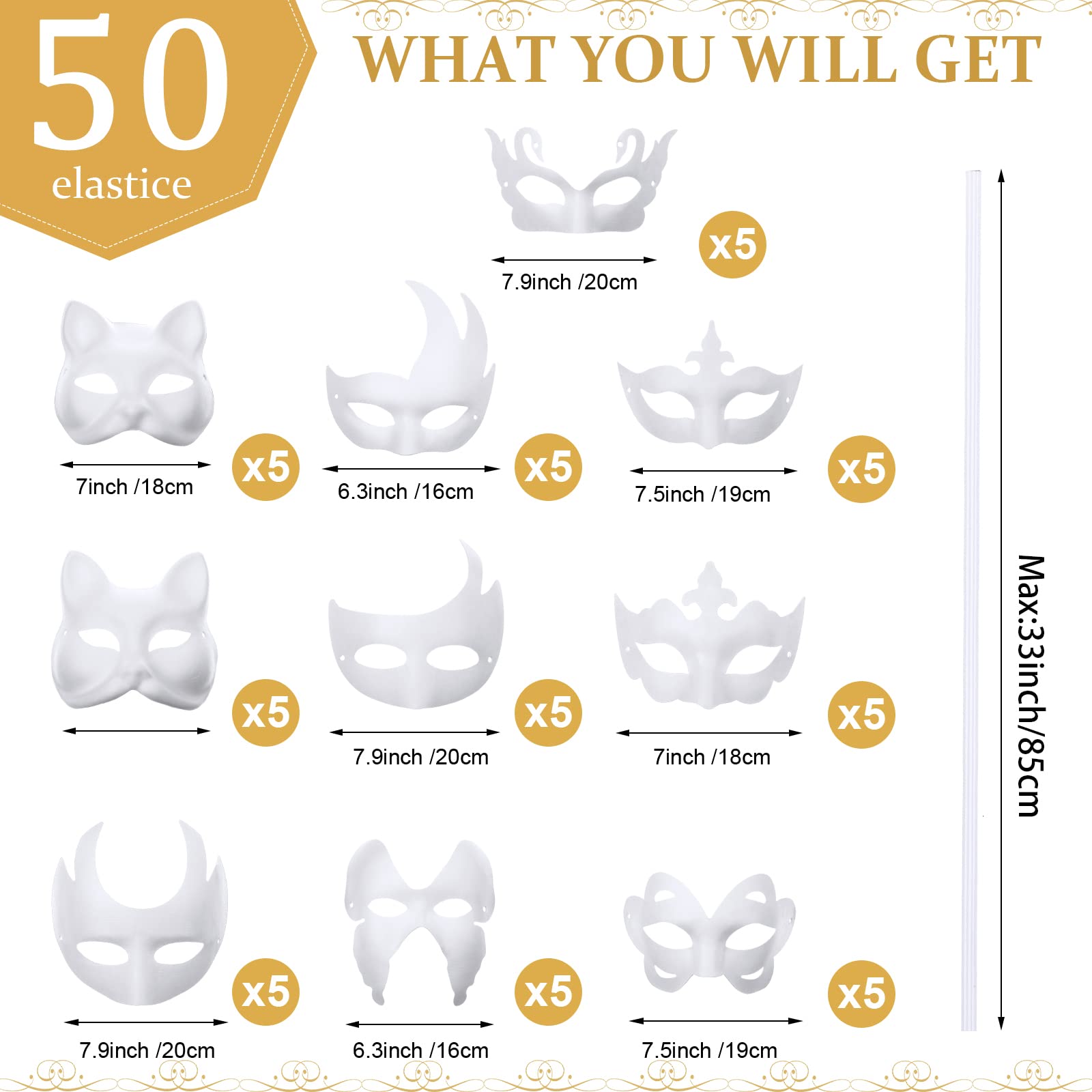 Snapklik.com : 50 Pcs Paper Mache Masks Bulk DIY Blank Mardi Gras Mask ...