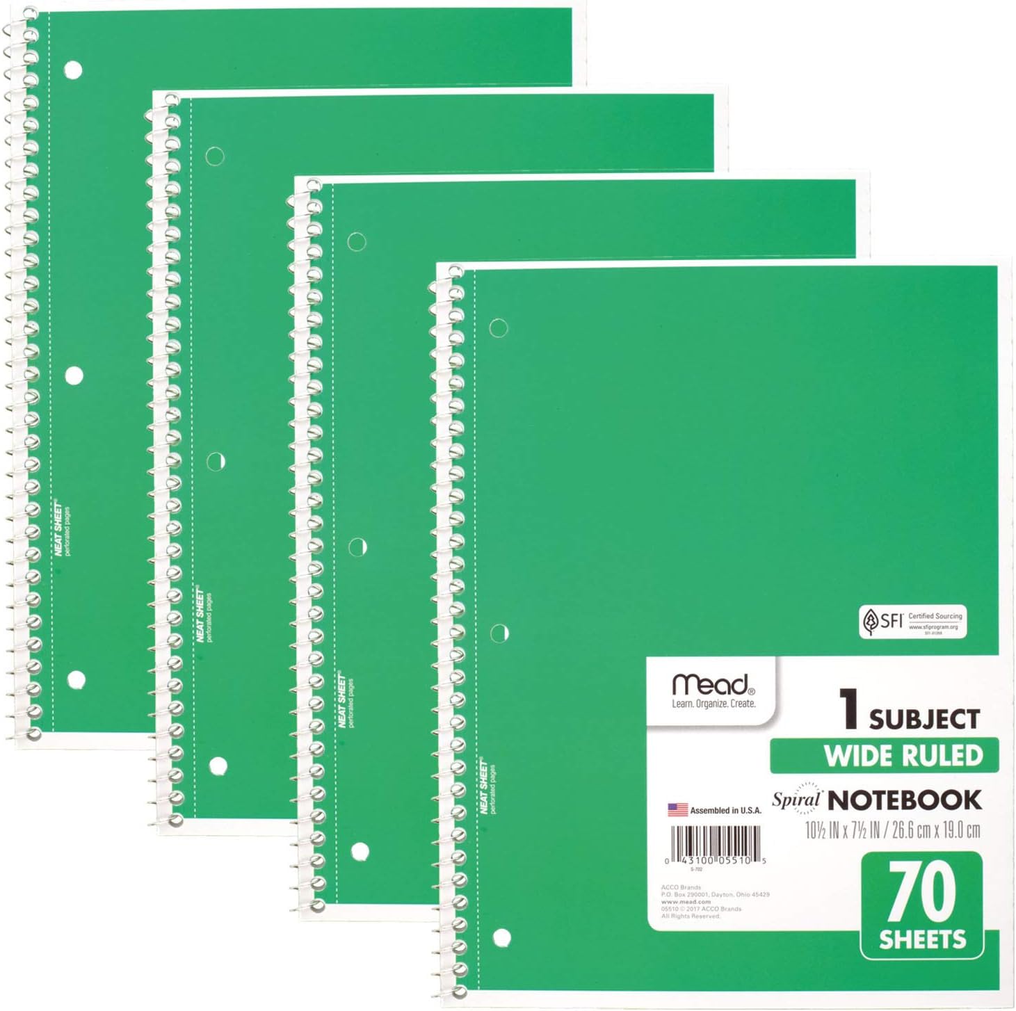 Amazon.com : Oxford Spiral Notebook 6 Pack, 1 Subject, Wide Ruled Paper ...