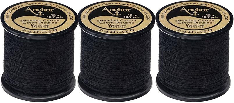 Amazon.com: Anchor Strand Spool - 3 Pack of 10.9y/10m - Black ...