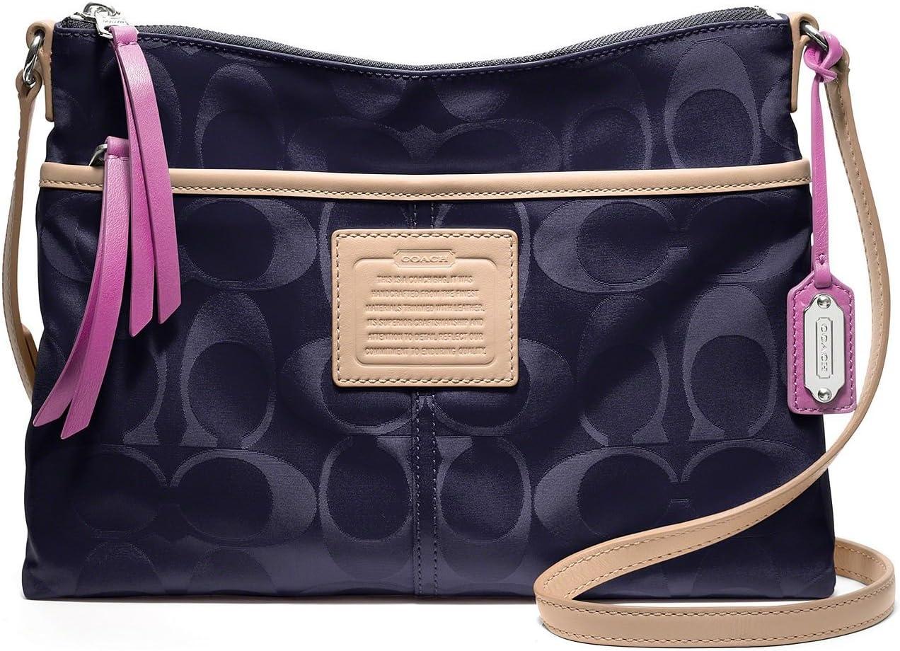 Amazon.com: Coach Legacy Weekend Signature Nylon Hippie (SILVER/NAVY ...