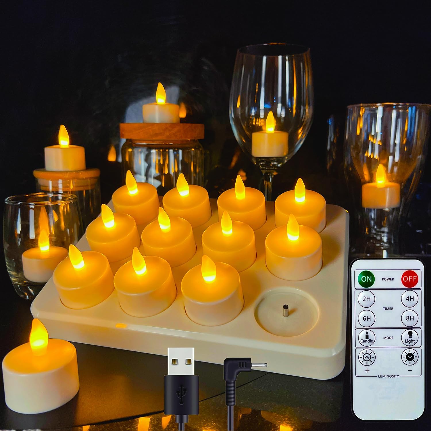 Amazon.com: Rechargeable Candles Tea Lights with Remote Timer, LED Tea ...