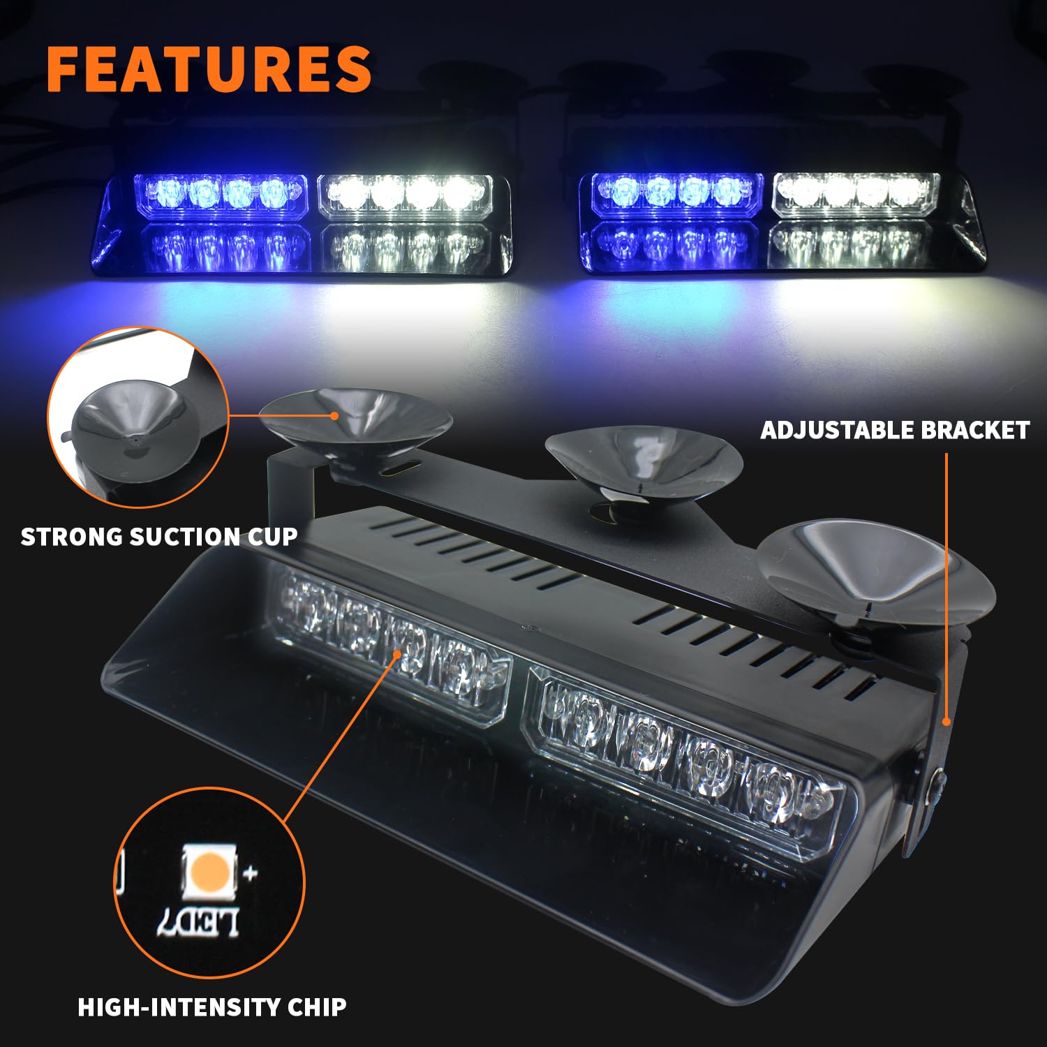 Snapklik.com : 2 In 1 LED Emergency Strobe Lights For Vehicles Front ...