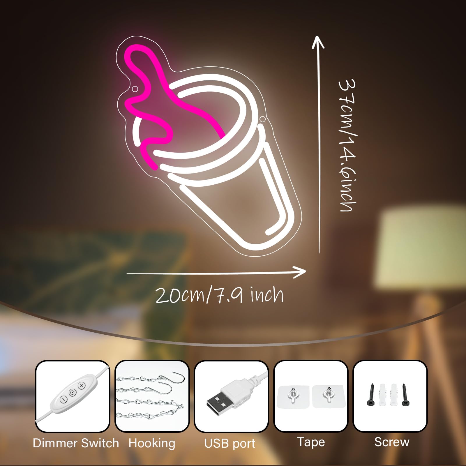 Snapklik.com : Double Cups Neon Sign, Drinks Neon Sign, Pink Led ...