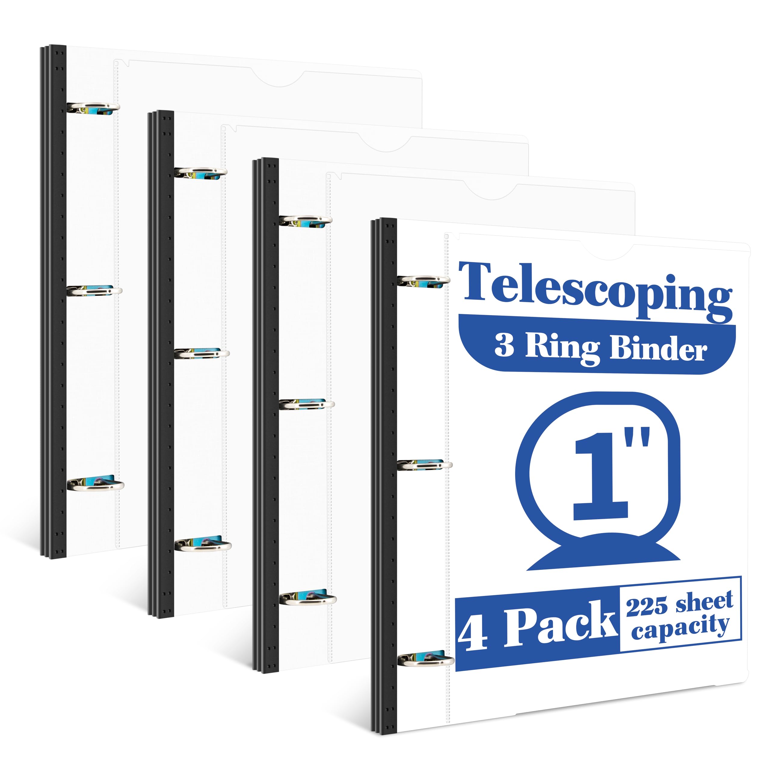 Snapklik.com : INFUN 1 Inch Telescoping 3 Ring Binder - 4PCS-White ...