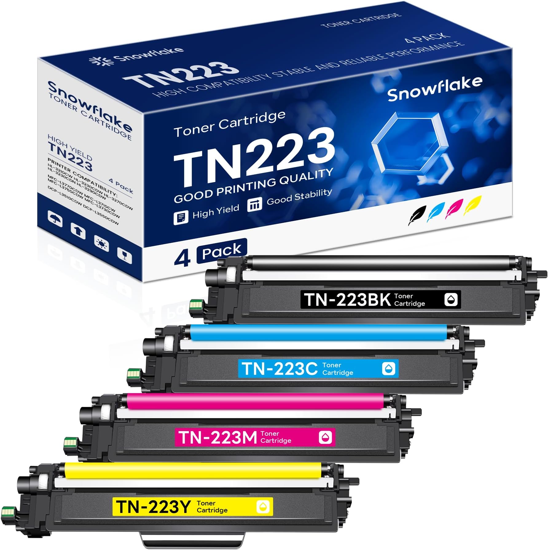 Amazon.com: TN223 Toner Compatible TN-223BK/C/M/Y Toner Cartridge ...