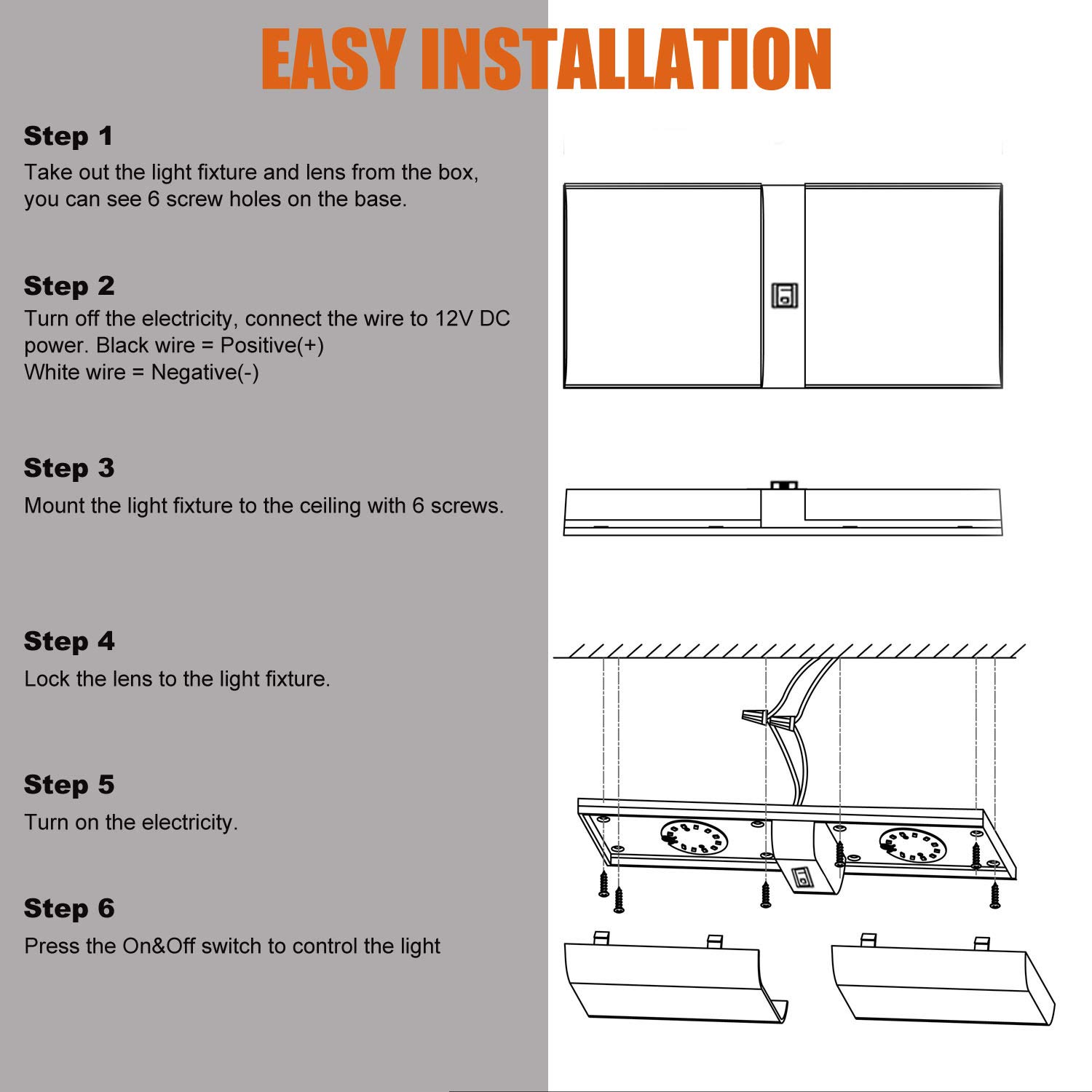 Facon 12v led motorhome lights with On&Off Switch, 12v caravan light ...