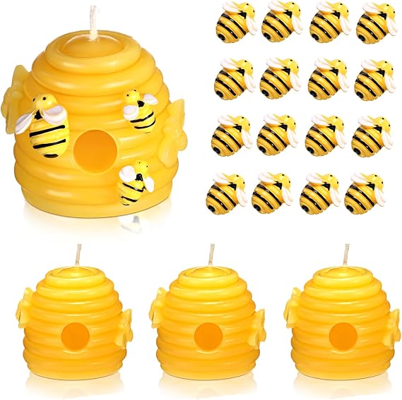 Amazon.com: 24 Pcs Beeswax Beehive Candle Set Includes 4 Honeycomb ...