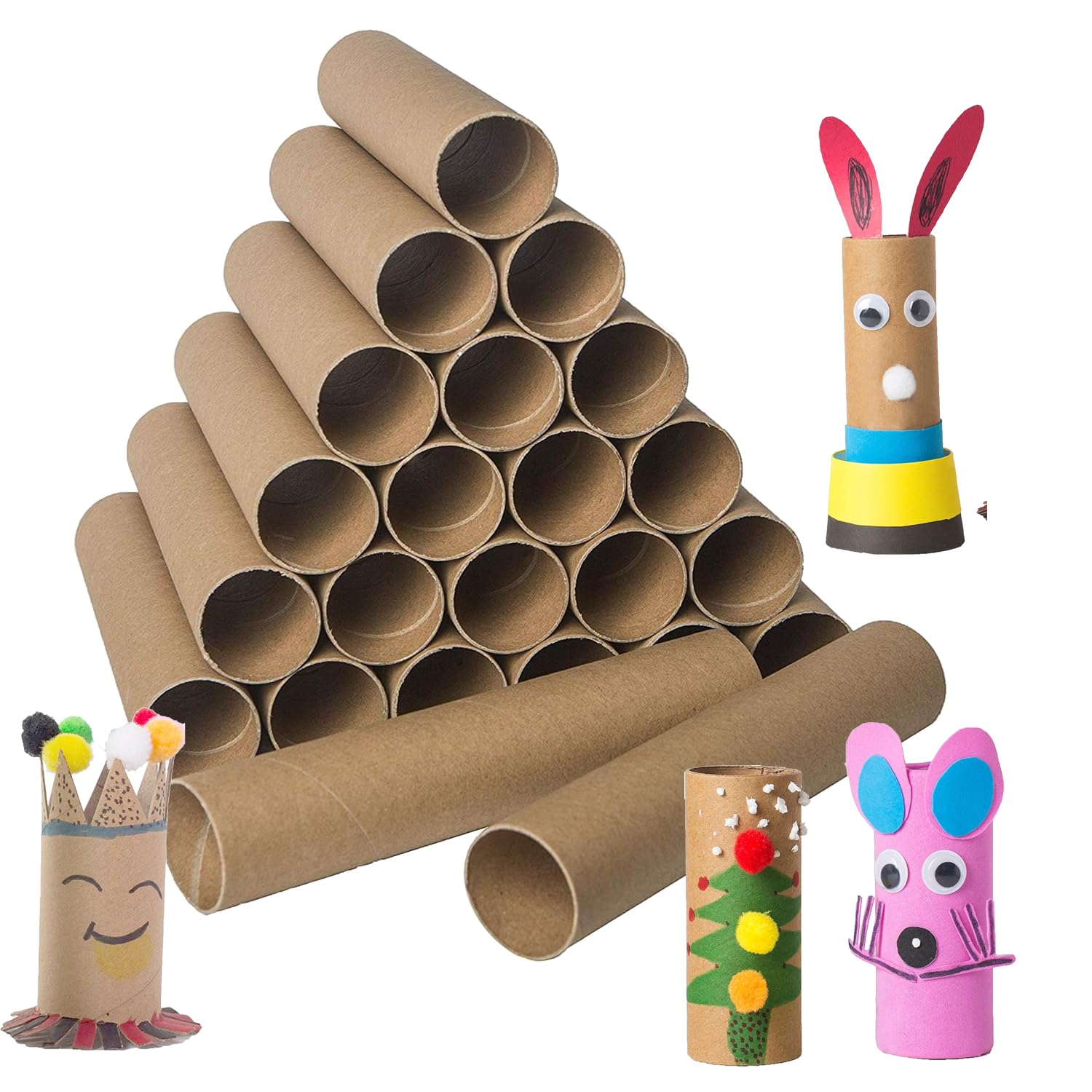 Amazon.com: Paper Cardboard Tubes for Crafts - Empty Toilet Paper Rolls ...