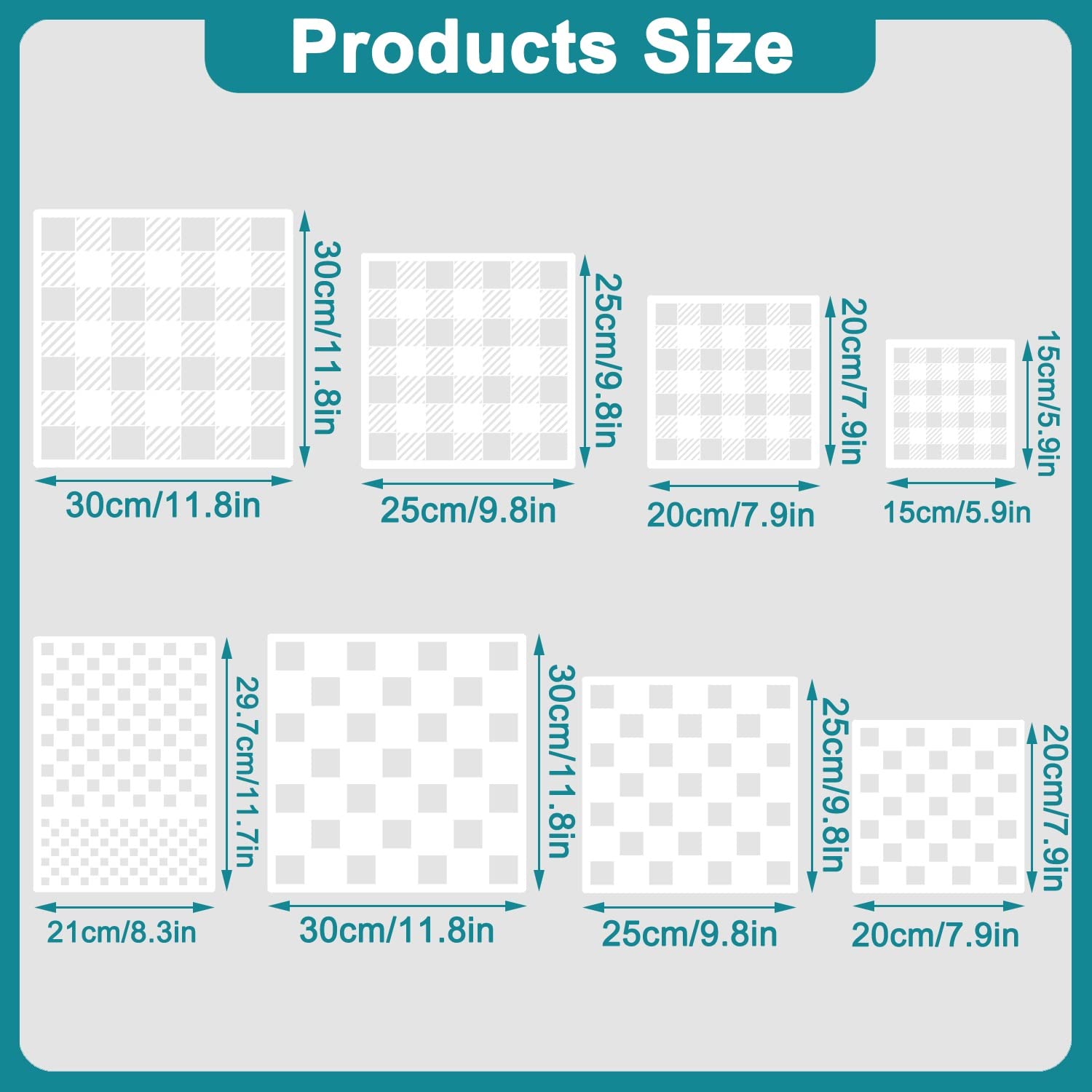 Snapklik.com : 8 Pcs Check Stencil Buffalo Pattern Stencils Reusable ...