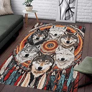 Amazon.com: Personalized Wolf Rugs - Native Area Rug - Large Wolf Area ...